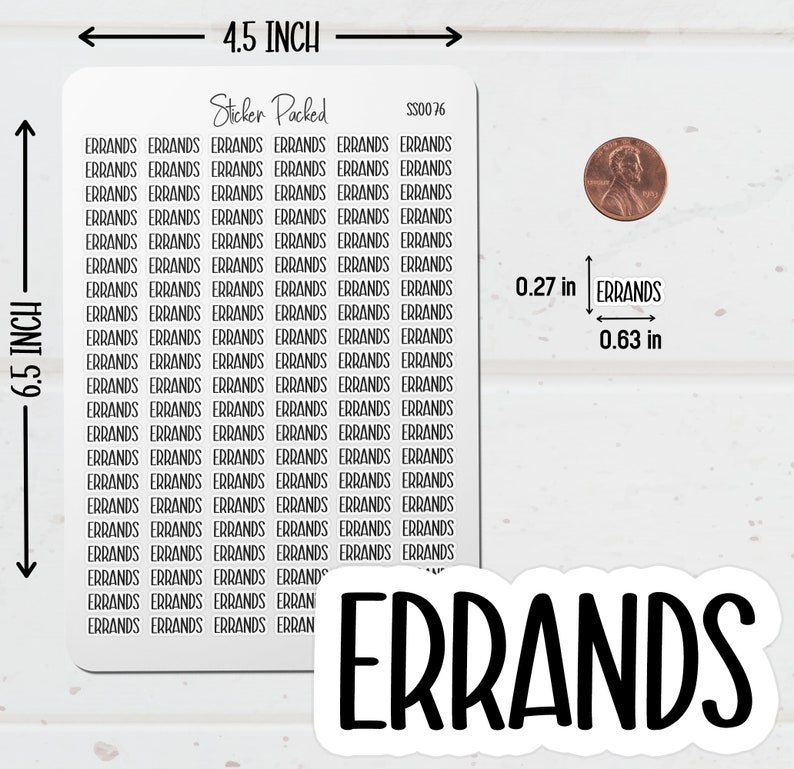 Errands Planner Sticker Errands Script Sticker Errands Word Sticker ...