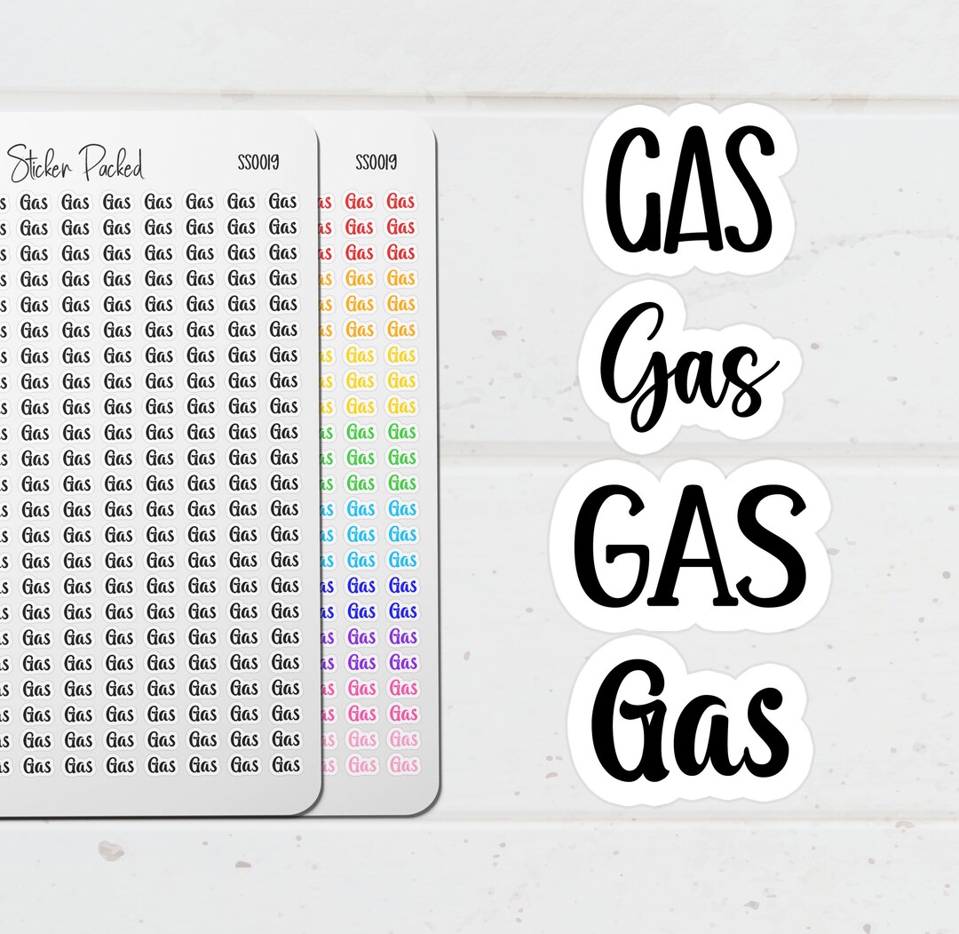 Gas Planner Sticker Gas Script Sticker Gas Word Sticker Gas Script ...
