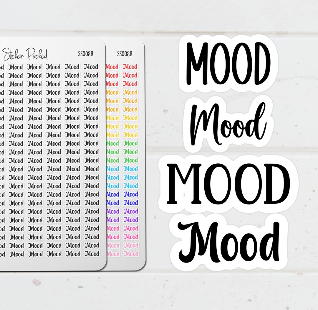 Mood Planner Sticker Mood Script Sticker Mood Word Sticker Mood Script ...