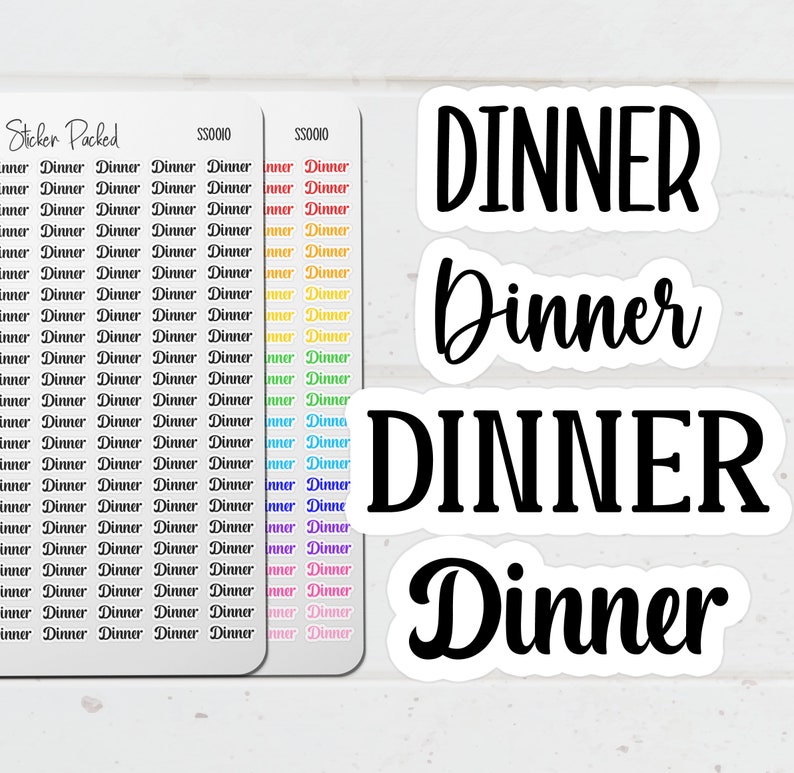 Dinner Planner Sticker Dinner Script Sticker Dinner Word Sticker Dinner ...