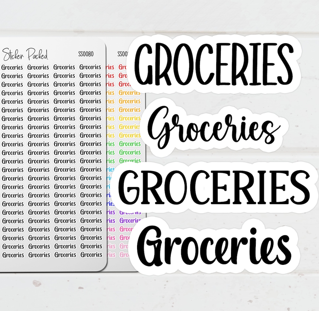 Groceries Planner Sticker Groceries Script Sticker Groceries Word ...