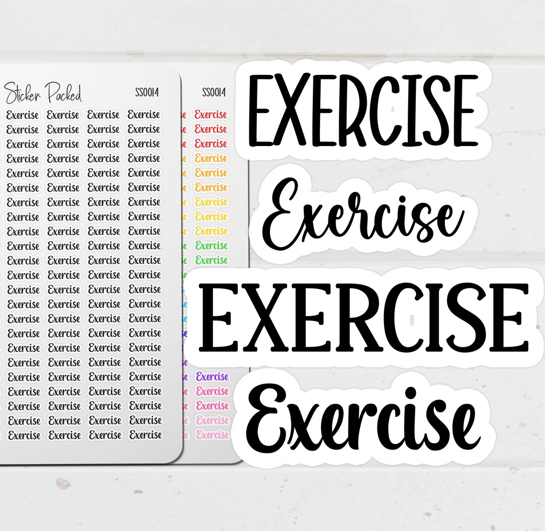 Exercise Planner Sticker Exercise Script Sticker Exercise Word Sticker ...