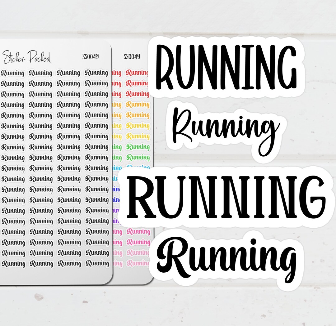 Running Planner Sticker Running Script Sticker Running Word Sticker ...
