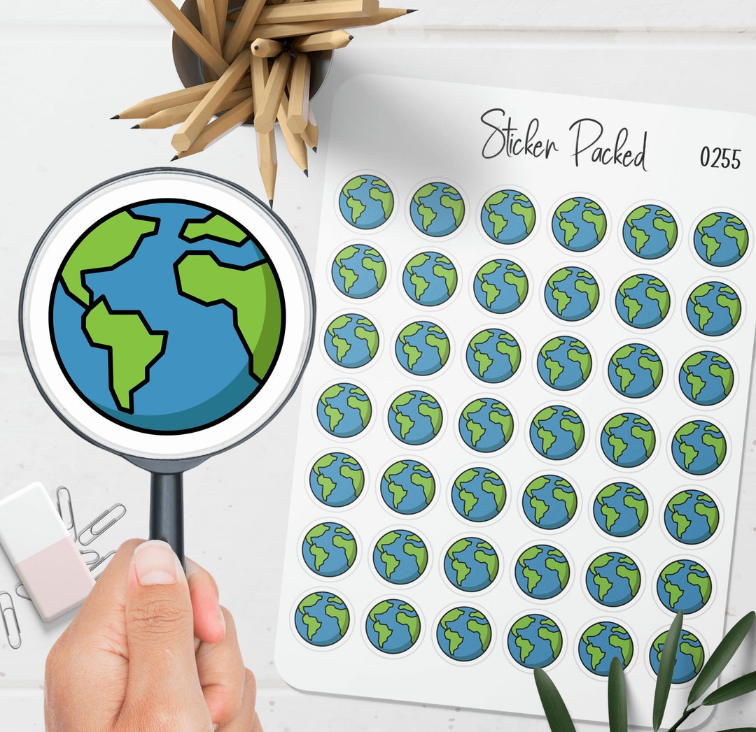 Earth Planner Sticker Earth Icon Sticker Earth Sticker World - Etsy