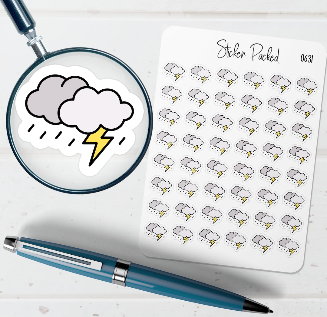 Thunderstorm Planner Sticker Thunderstorm Icon Sticker Thunderstorm ...
