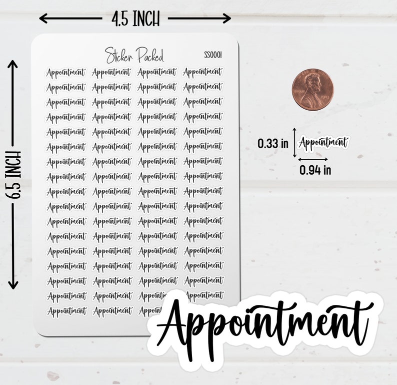 Appointment Planner Sticker Appointment Script Sticker Appointment Word ...