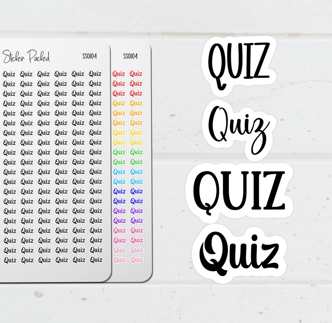 Quiz Planner Sticker Quiz Script Sticker Quiz Word Sticker Quiz Script ...