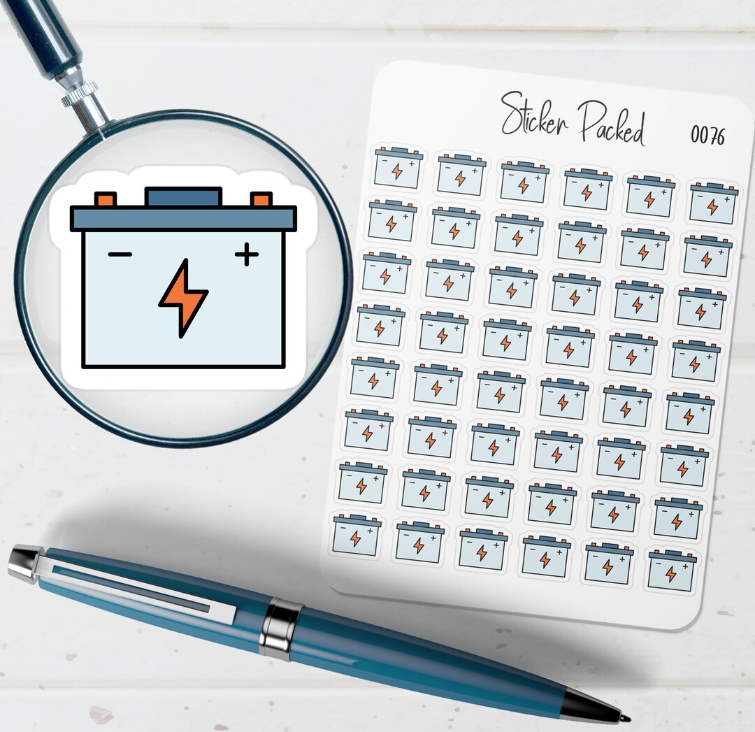 Car Battery Planner Sticker Car Battery Icon Sticker Car Battery ...