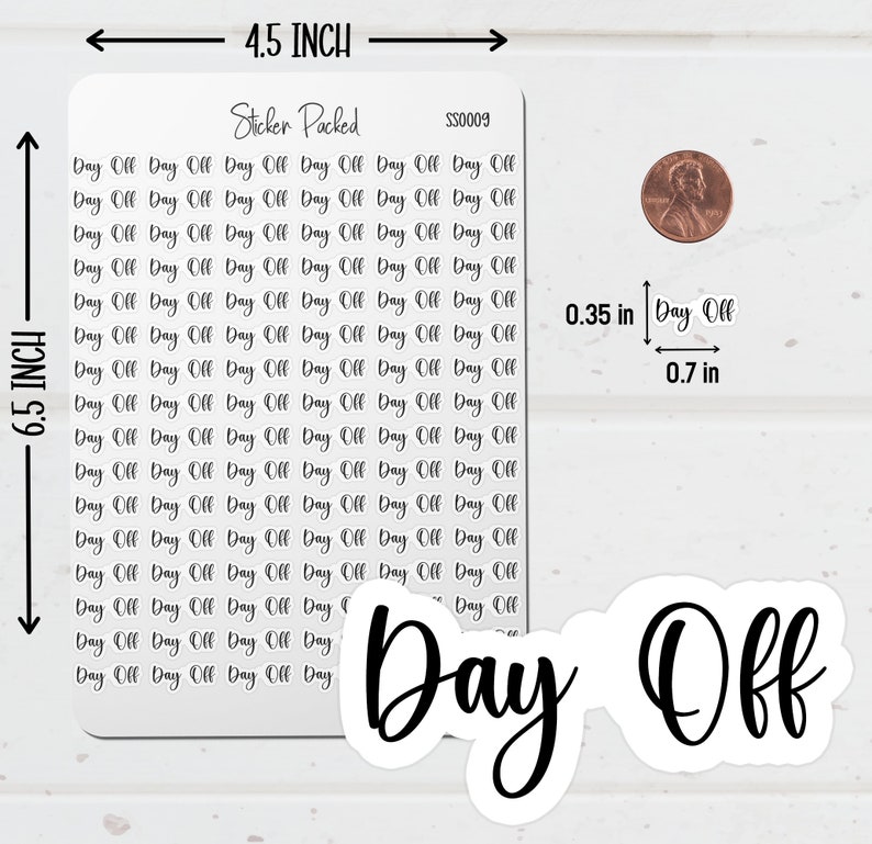 Day off Planner Sticker Day off Script Sticker Day off Word Sticker Day ...