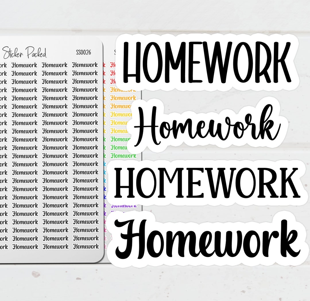 Homework Planner Sticker Homework Script Sticker Homework Word Sticker ...