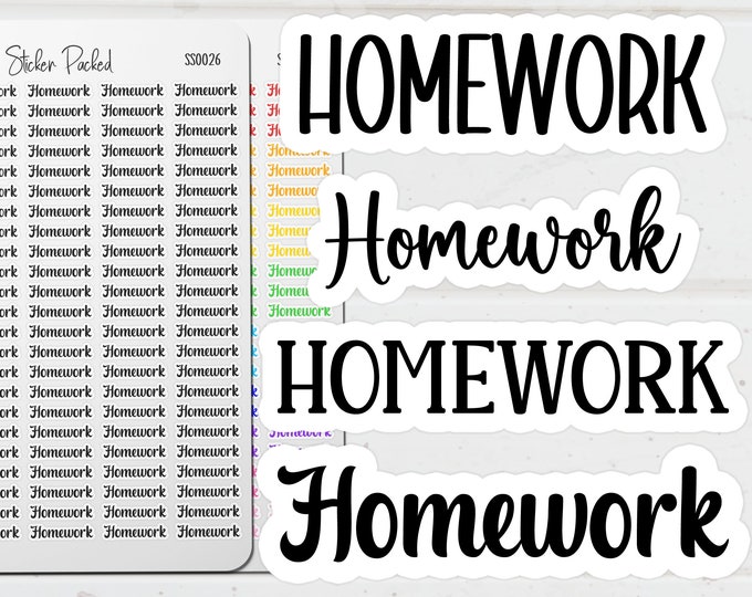 Homework Script Stickers S052 School Work Word Stickers for Planner ...