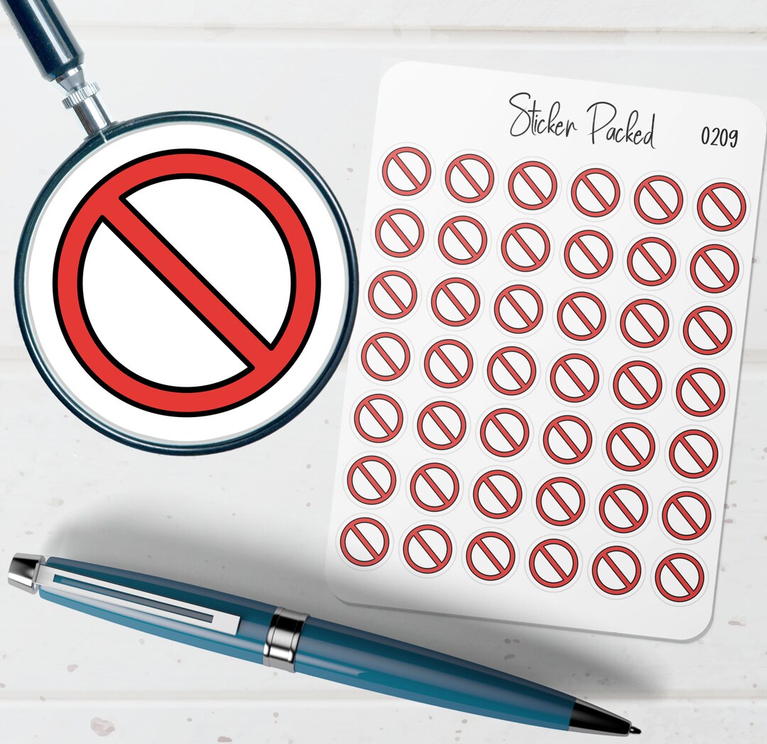Prohibited Planner Sticker Prohibited Icon Sticker Prohibited Sticker ...