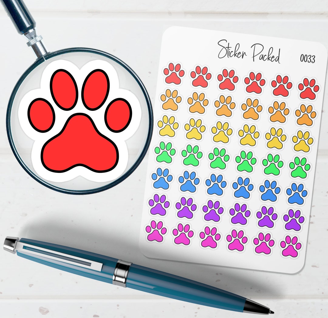Paw Print Planner Stickers Dog Paw Planner Stickers Pet Stickers for Planners Vet Icon Planner ...
