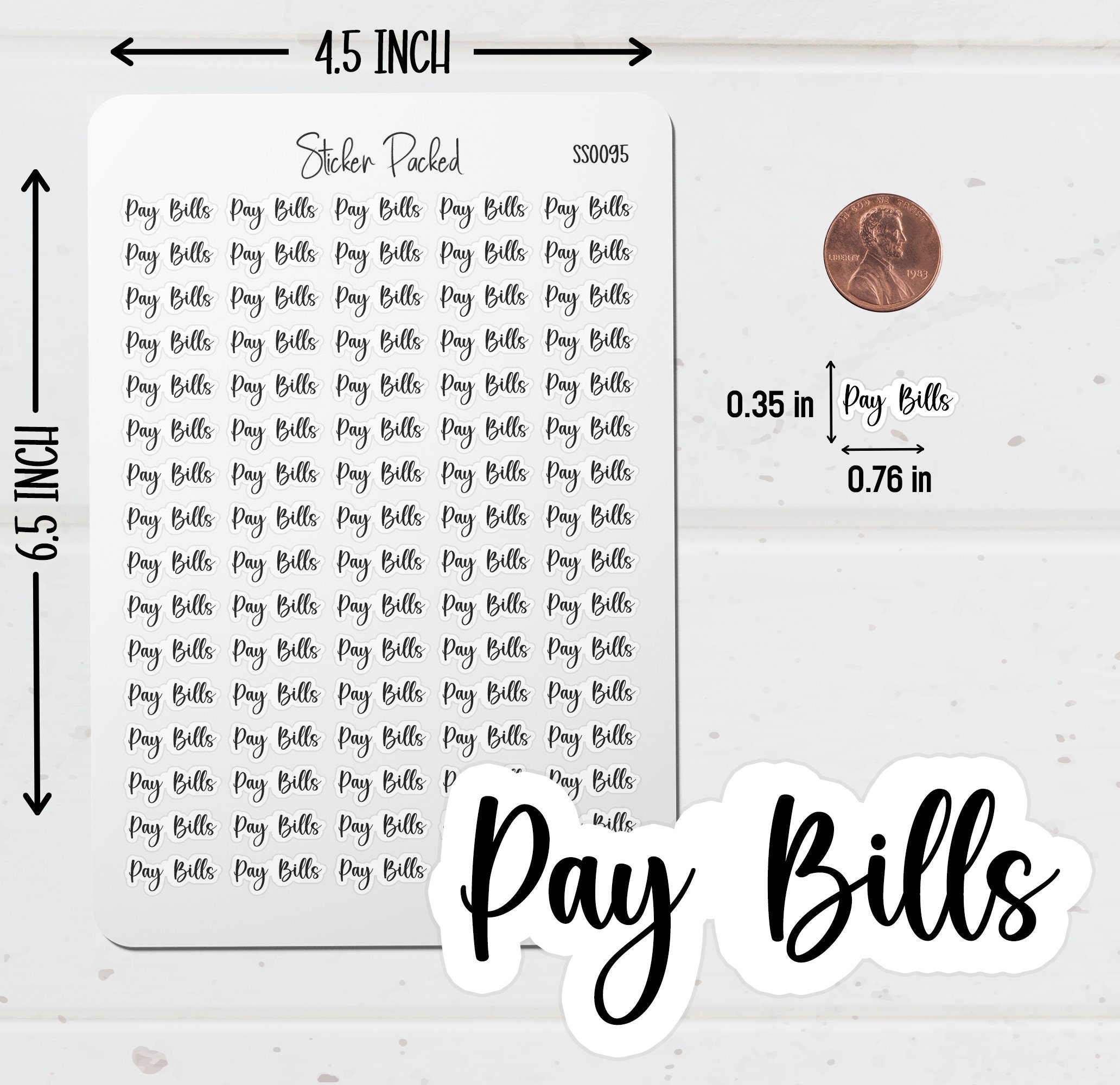Pay Bills Planner Sticker Pay Bills Script Sticker Pay Bills Word ...