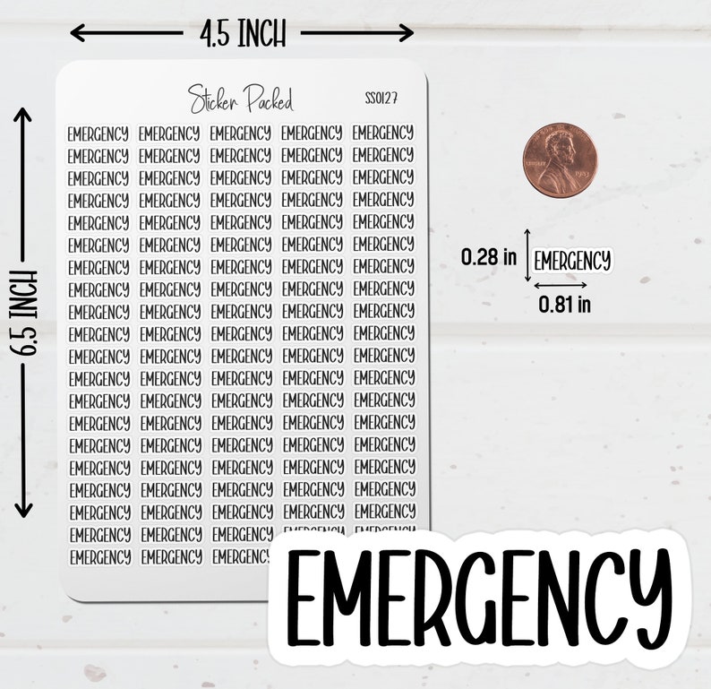 Emergency Planner Sticker Emergency Script Sticker Emergency Word ...