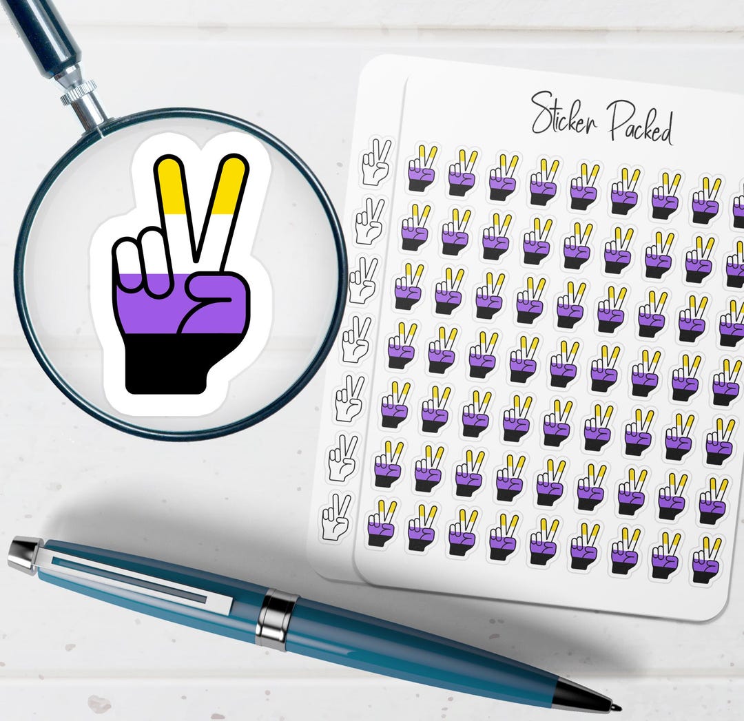 Non Binary Victory Hand Sign Planner Sticker Nonbinary Victory Hand ...