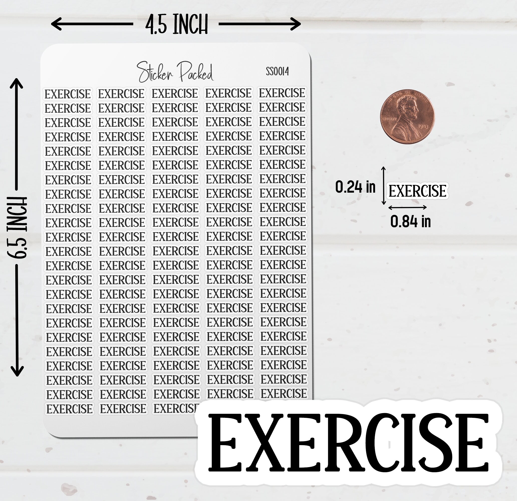 Exercise Planner Sticker Exercise Script Sticker Exercise Word Sticker ...