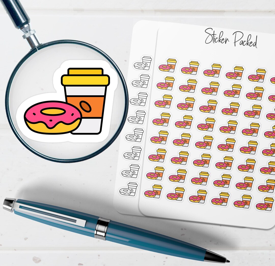 Coffee With Donut Planner Sticker Coffee With Donut Icon Sticker Coffee ...