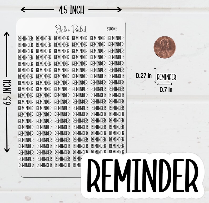 Reminder Planner Sticker Reminder Script Sticker Reminder Word Sticker ...