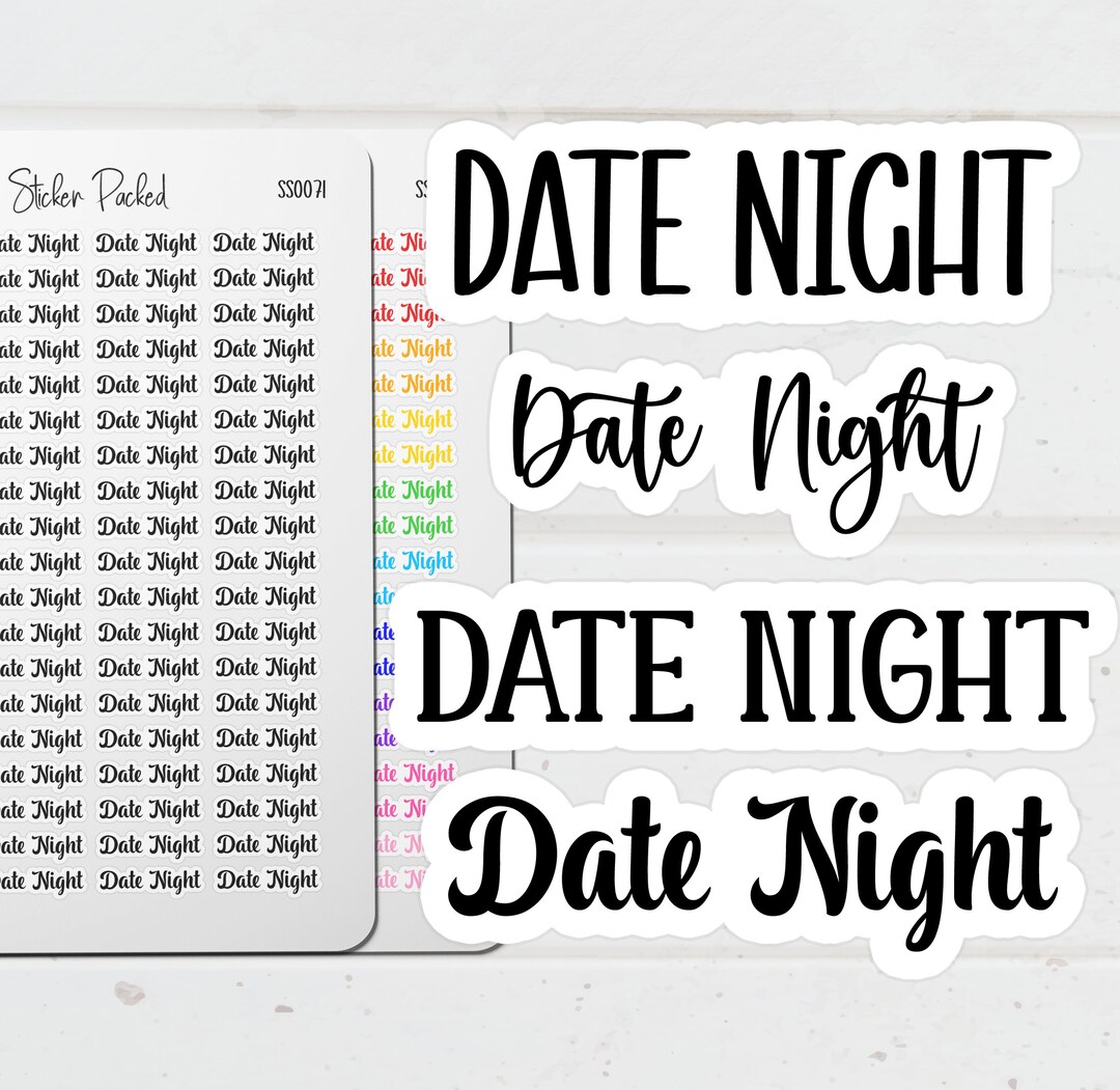 Date Night Planner Sticker Date Night Script Sticker Date Night Word ...