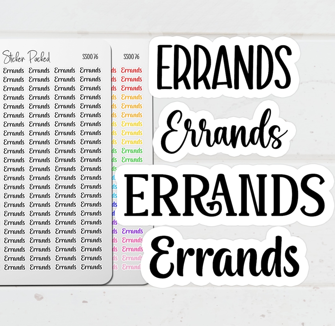 Errands Planner Sticker Errands Script Sticker Errands Word Sticker ...