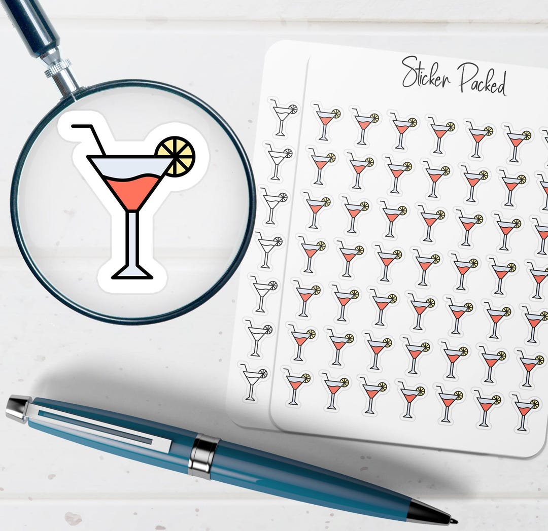 Cocktail Planner Sticker Cocktail Icon Sticker Cocktail Sticker - Etsy