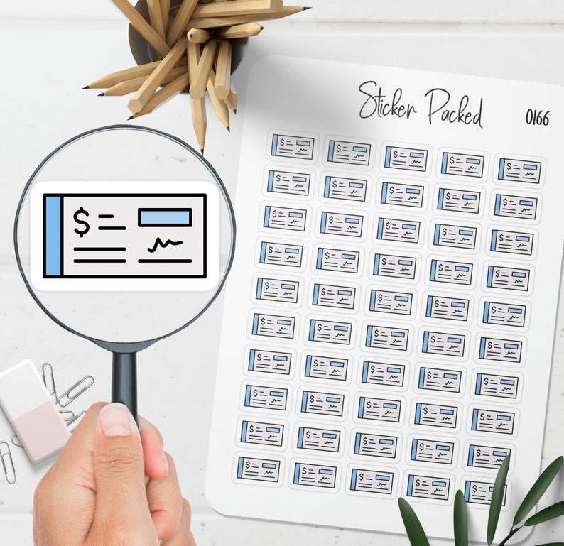 Cheque Planner Sticker Cheque Icon Sticker Cheque Sticker - Etsy
