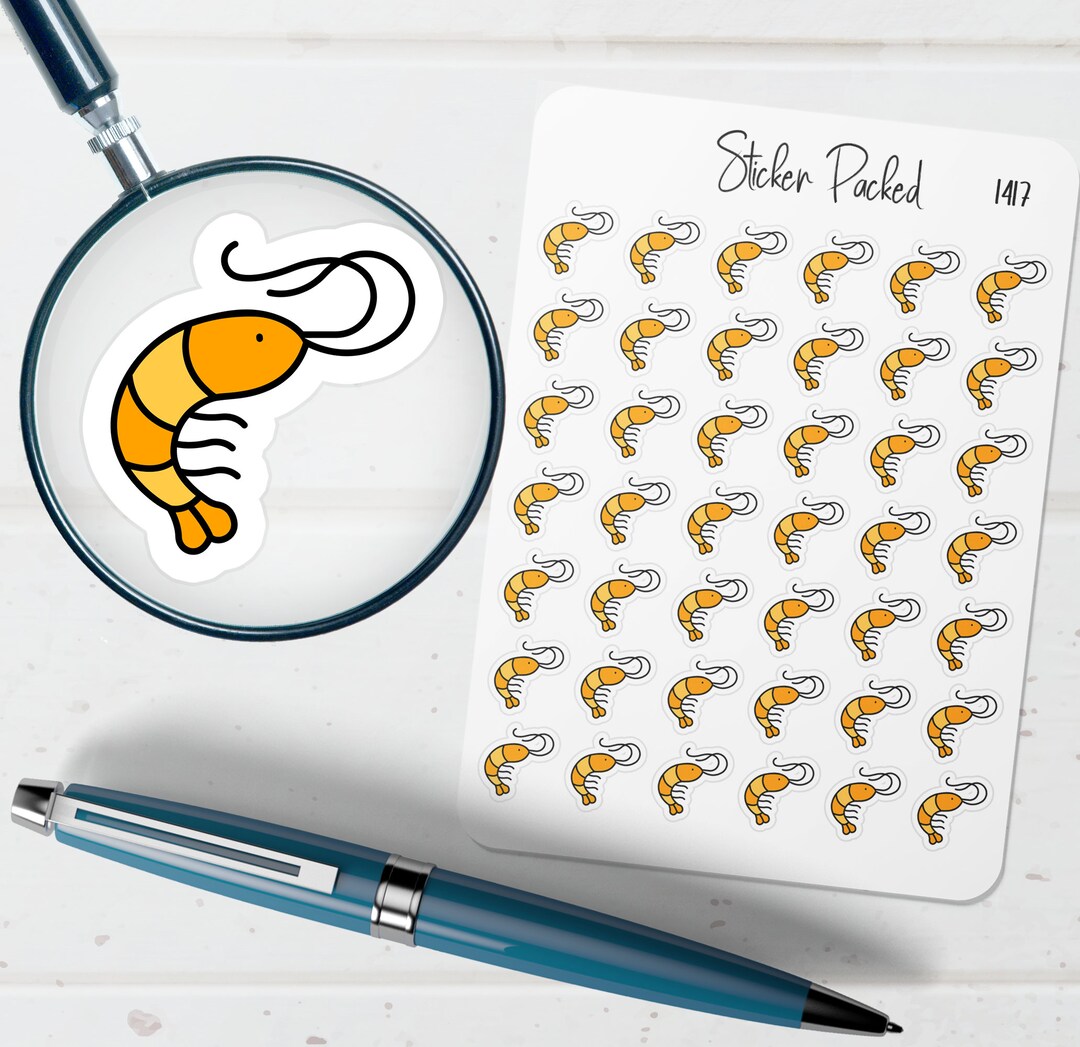 Shrimp Planner Sticker Shrimp Icon Sticker Shrimp Sticker - Etsy