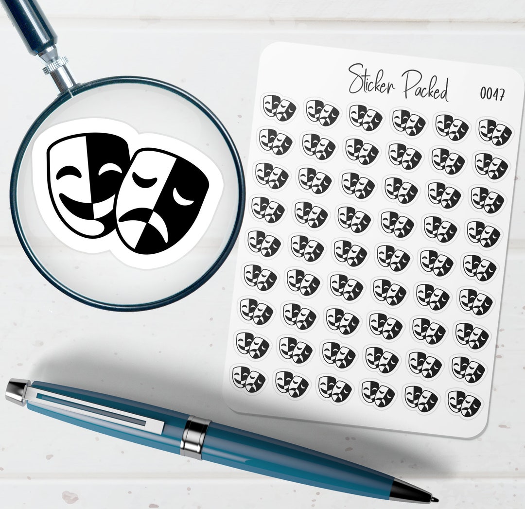 Theater Mask Planner Stickers Theater Planner Stickers Drama Stickers ...