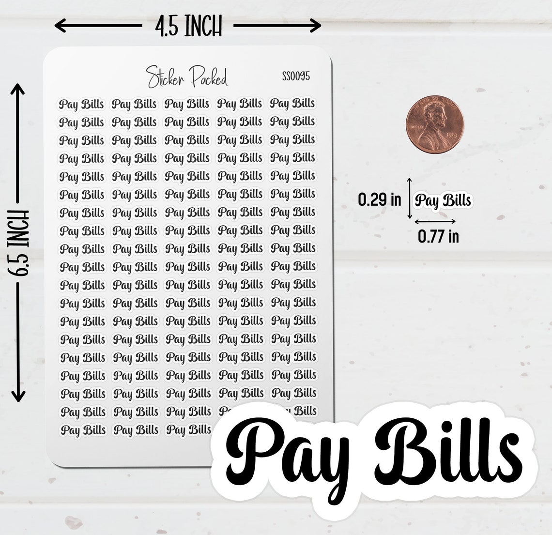 Pay Bills Planner Sticker Pay Bills Script Sticker Pay Bills Word ...
