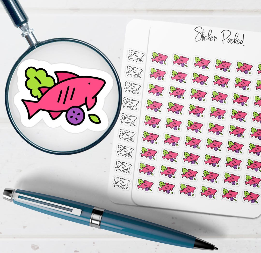 Salmon Planner Sticker Salmon Icon Sticker Salmon Sticker - Etsy