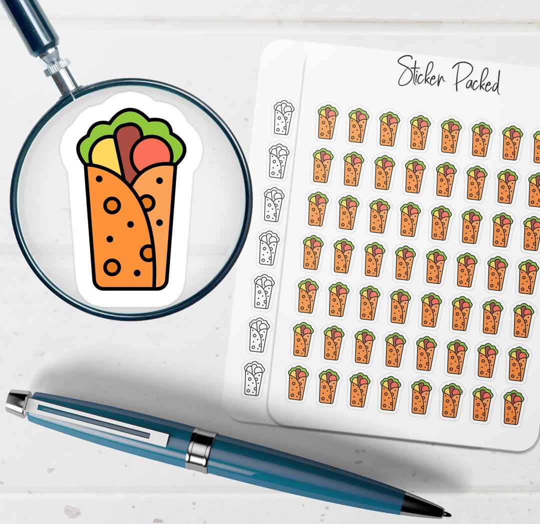 Burrito Planner Sticker, Shawarma Planner Sticker, Shawarma Icon ...