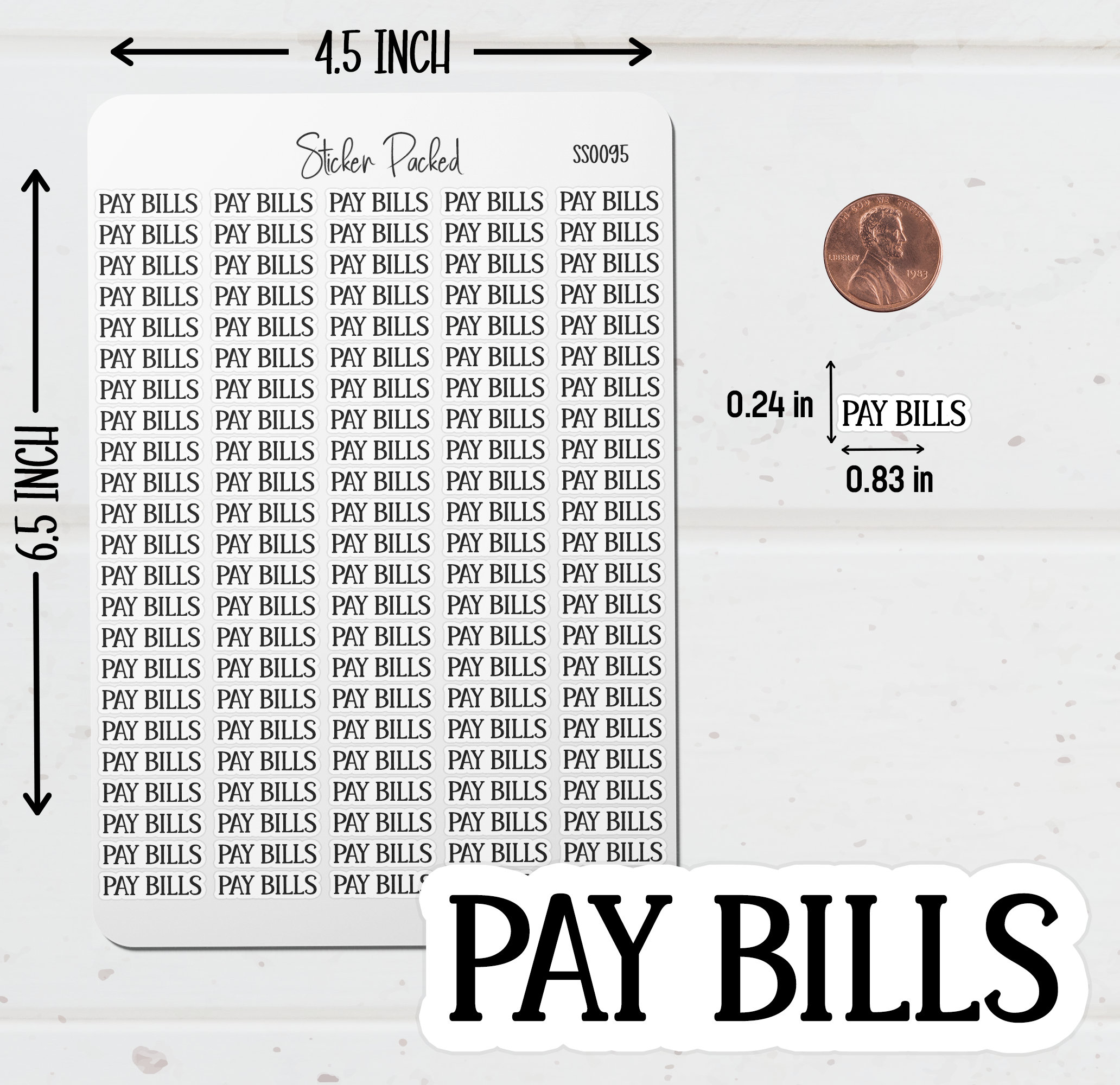 Pay Bills Planner Sticker Pay Bills Script Sticker Pay Bills Word ...