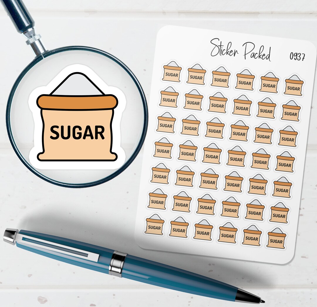 Sugar Bag Planner Sticker Sugar Bag Icon Sticker Sugar Bag Sticker - Etsy