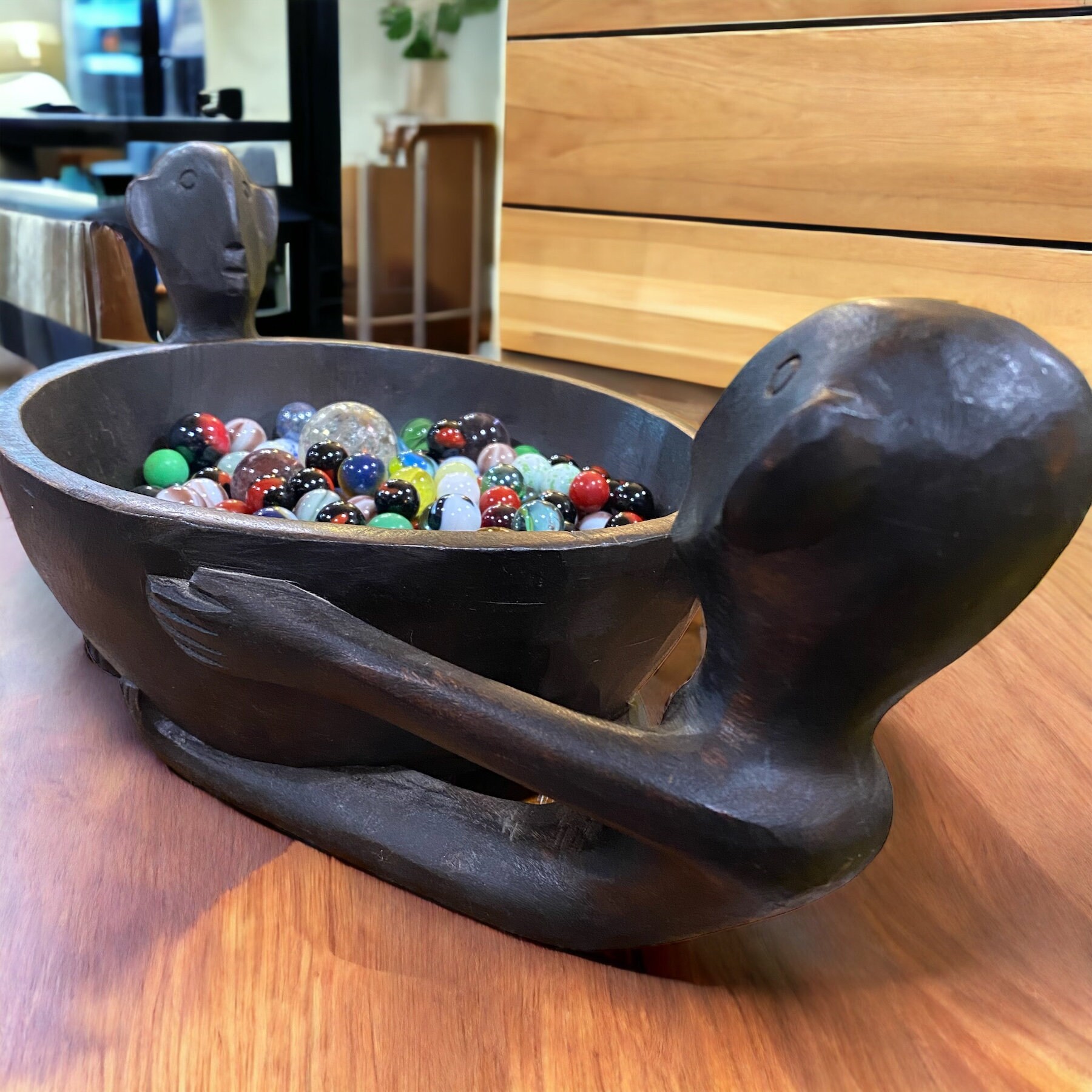 Vintage West African Hand-carved Wooden Centerpiece Bowl - Etsy