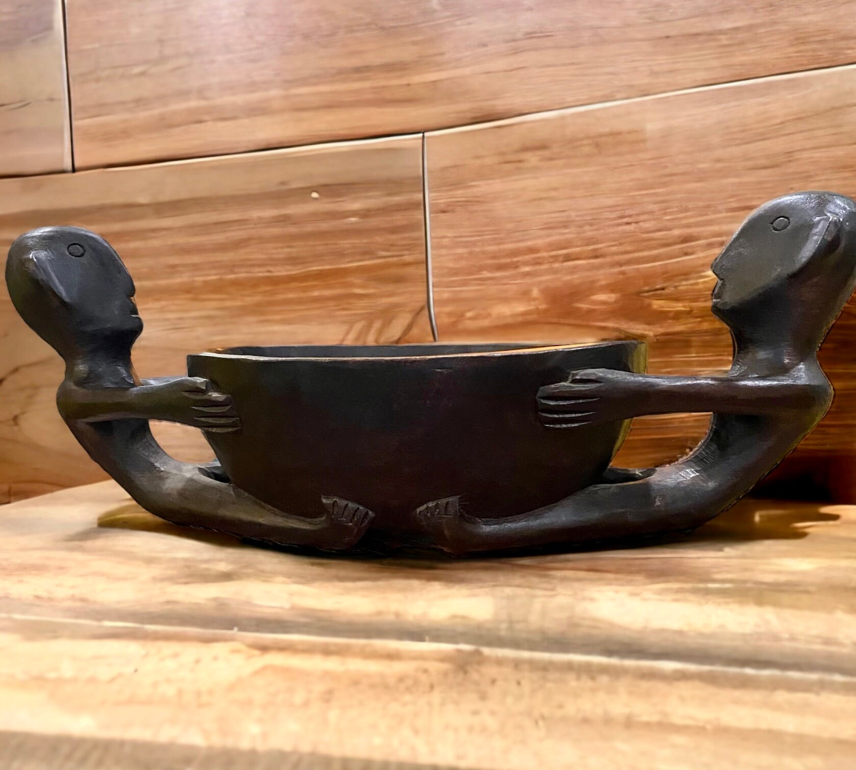 Vintage West African Hand-carved Wooden Centerpiece Bowl - Etsy