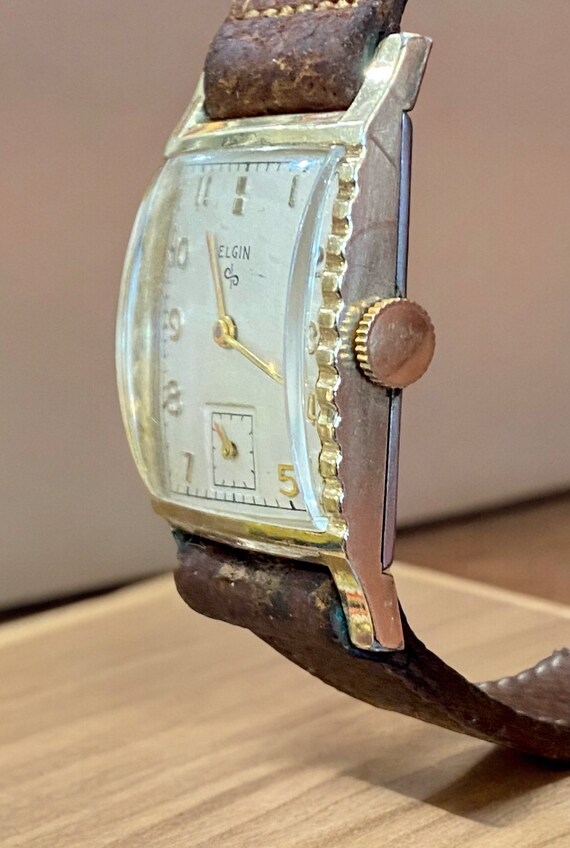 WWII Era Elgin, 10k RGP, Original Leather Band, Runs … - Gem