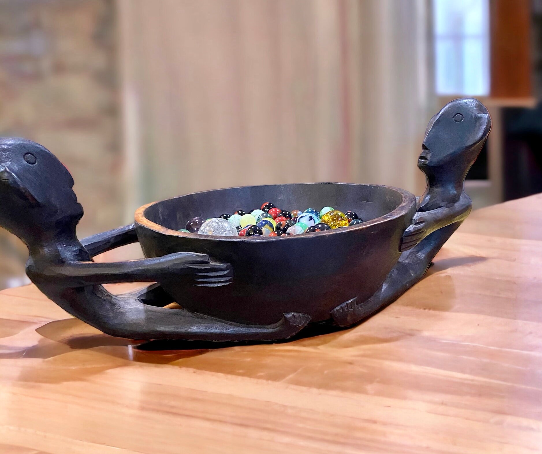 Vintage West African Hand-carved Wooden Centerpiece Bowl - Etsy