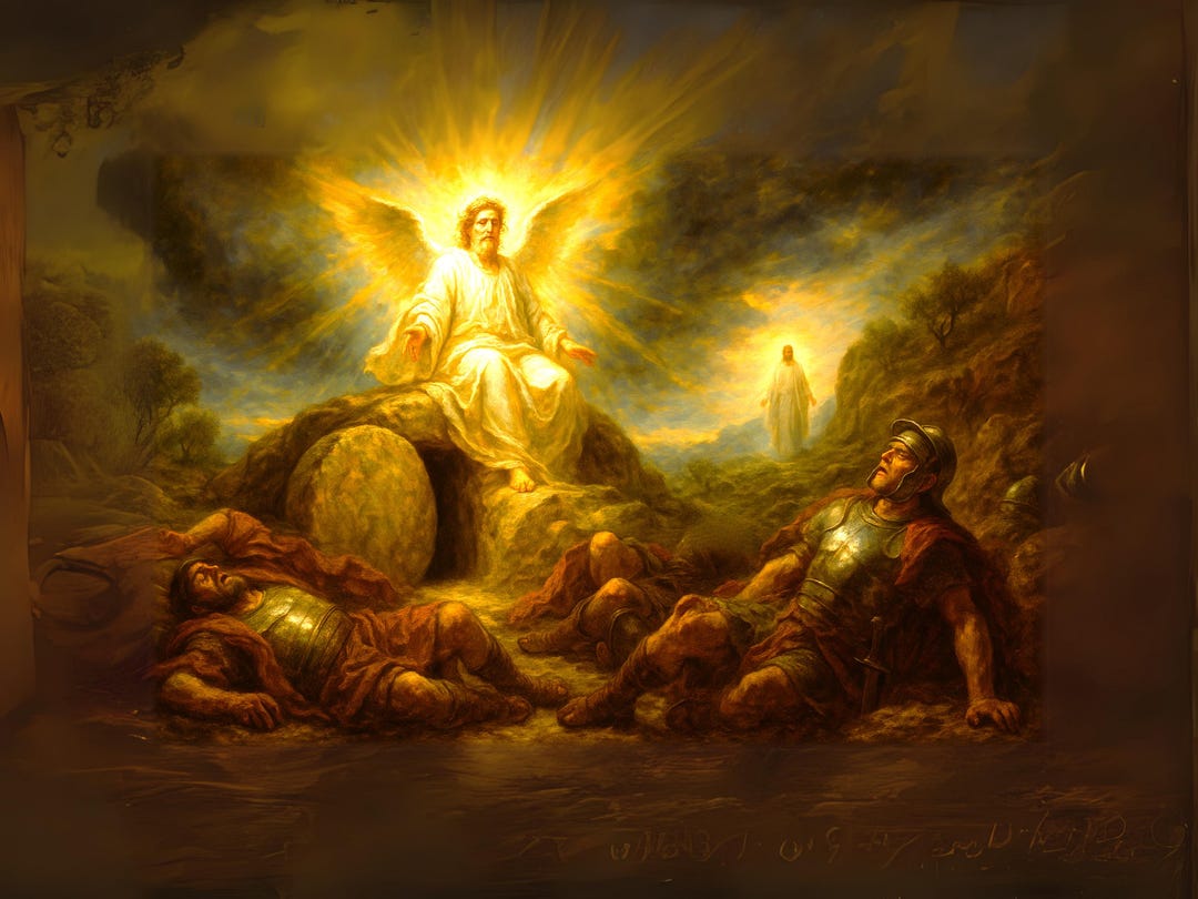 Resurrection of Jesus Print: Baroque Oil Painting, Angel and Roman ...