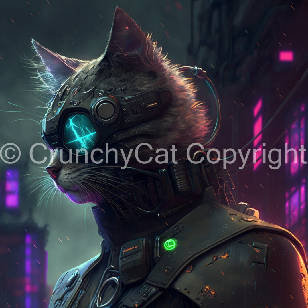 Cyberpunk Cats in PNG - Etsy