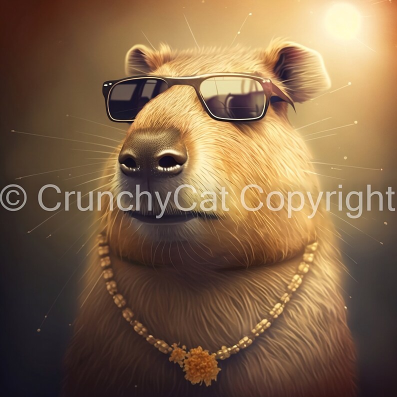 Hippie Capybara Wearing Sunglasses in JPEG and PNG - Etsy