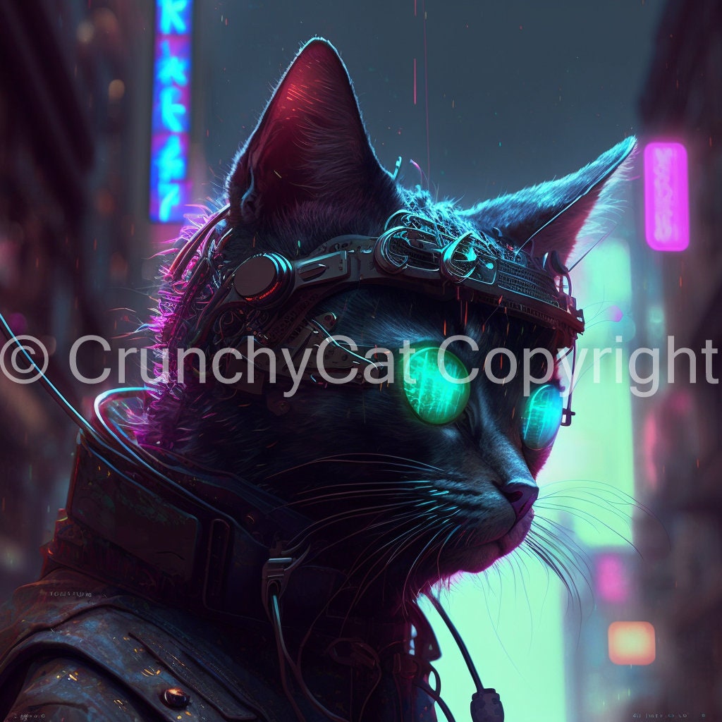 Cyberpunk Cats in PNG - Etsy