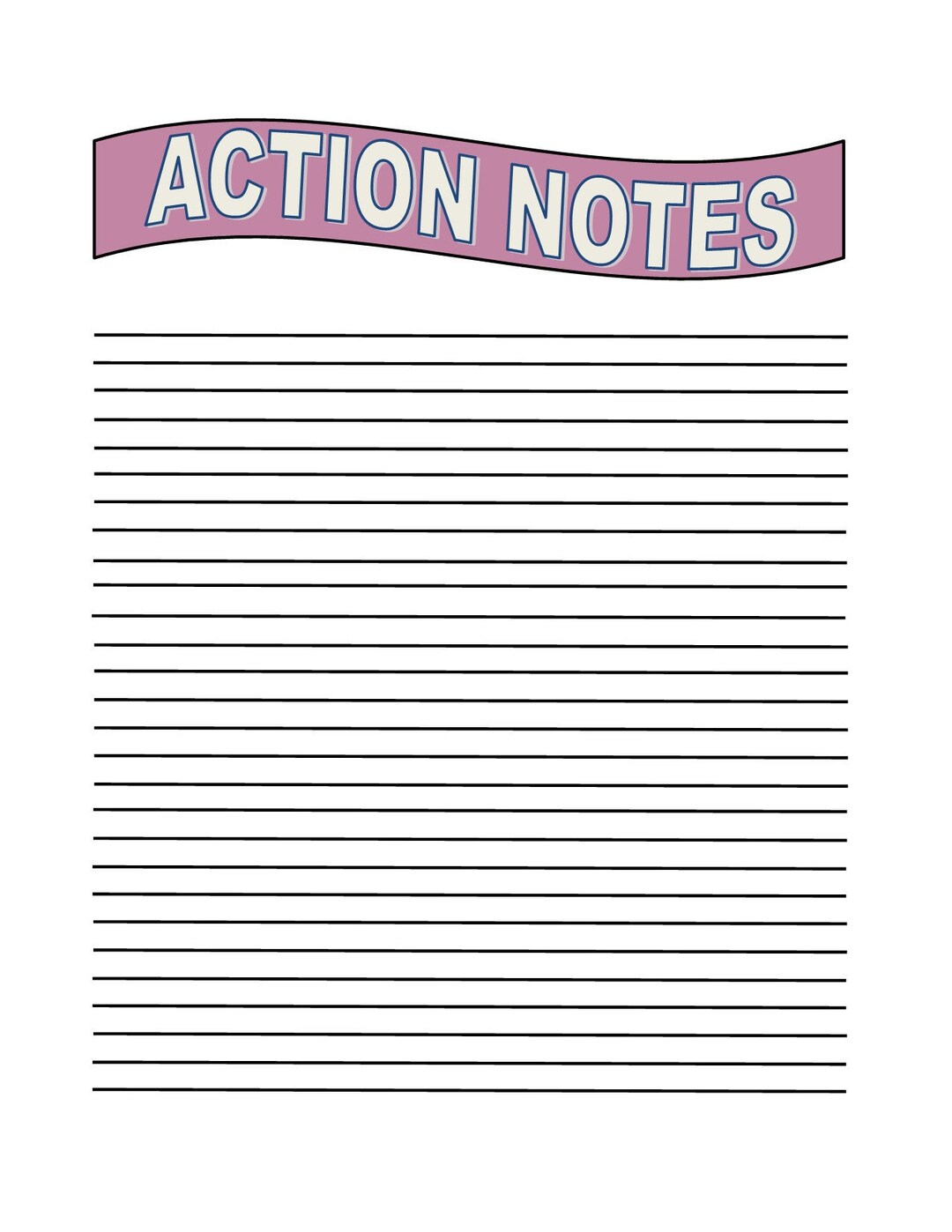 Action Notes Page - Mauve - Etsy