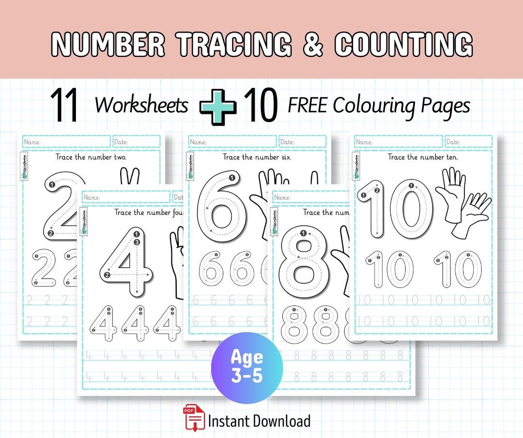 Number Tracing Worksheets 0–10 – Early Math and Handwriting Practice ...