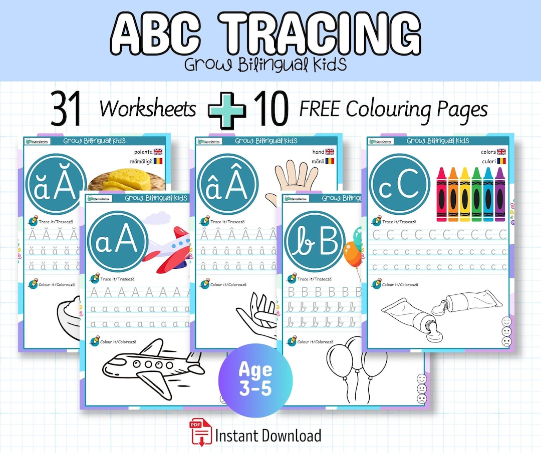Bilingual ABC Tracing Worksheets – English & Romanian Alphabet Practice ...