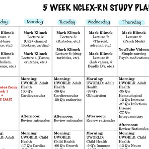 5 Week NCLEX Study Plan - Detailed - Etsy