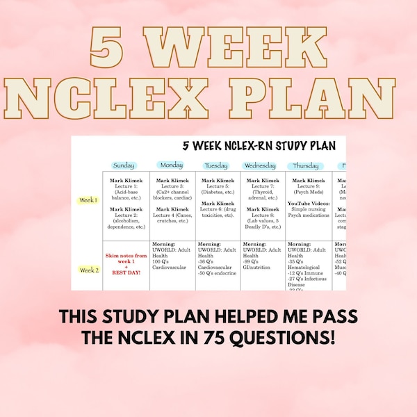 Nclex Study Calendar - Etsy