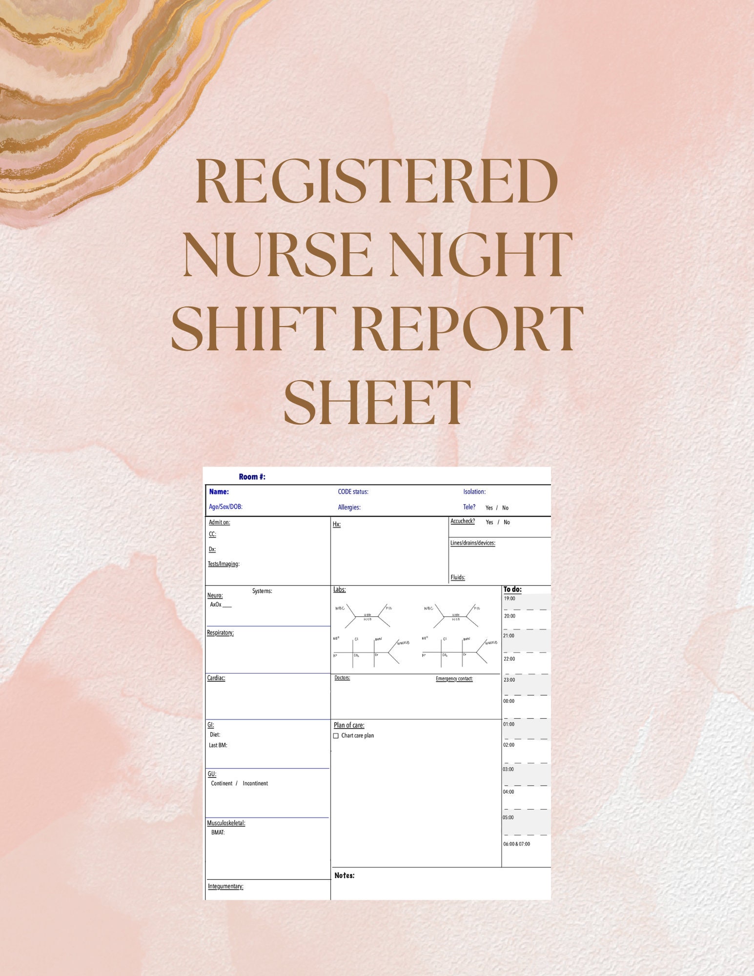 Med Surg Night Shift Report Sheet - Etsy