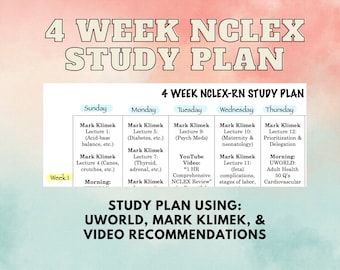 5 Week NCLEX Study Plan Detailed - Etsy