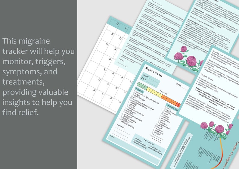 Migraine Tracker Journal With Tips, Digital and Printable Journal, PDF ...